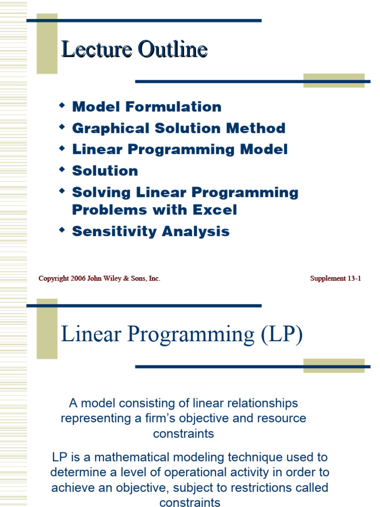 Lecture12 | PDF | Mathematical Optimization | Linear Programming