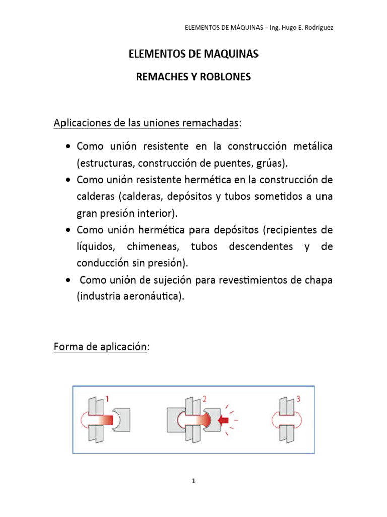 4)Remaches y Roblones - Elementos de Maquinas | PDF | Remache ...