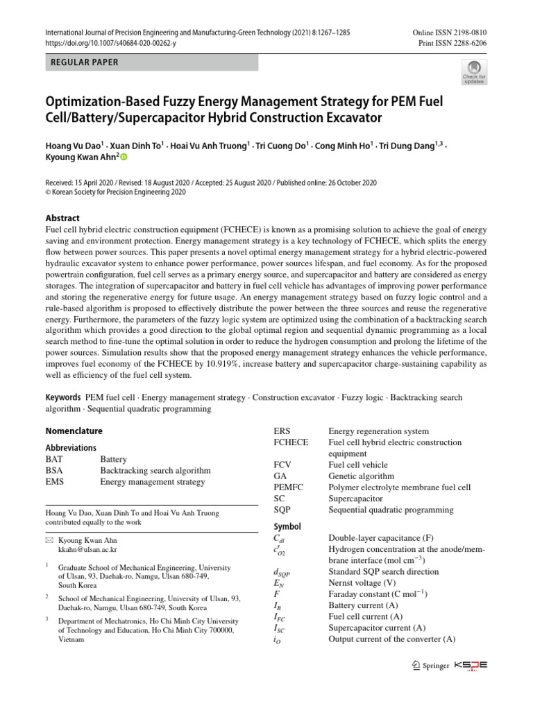 Optimization Based Fuzzy Energy Management Strategy For PEM Fuel Cell/Battery/Supercapacitor ...