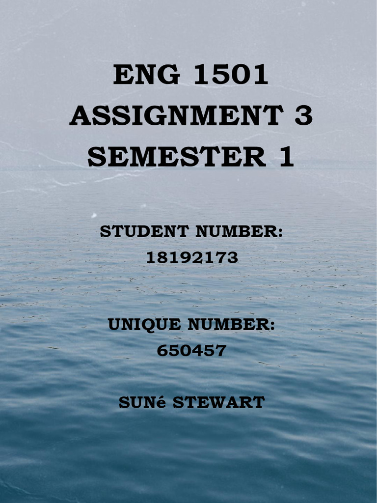 ENG1501 Assignment 3 18192173 | PDF | Essays | Plagiarism