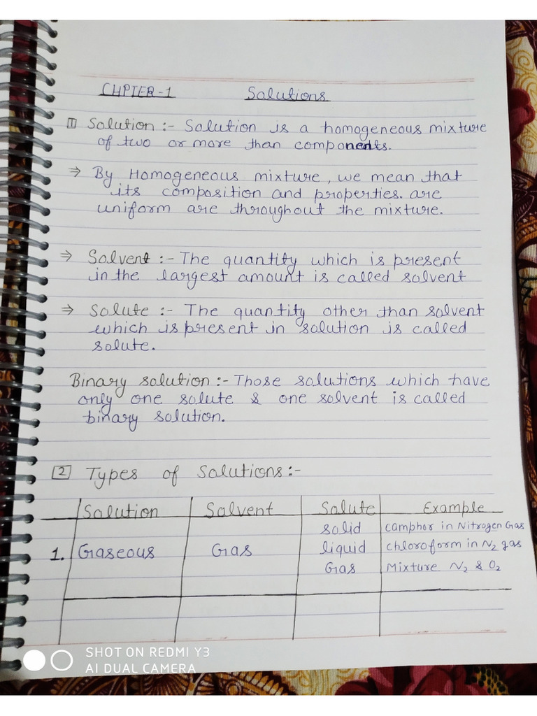 Class Notes Class 12th Chemistry Solution | PDF