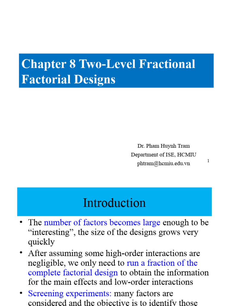Chapter 8-Fractional Design-2020 | PDF | Scientific Method | Applied ...