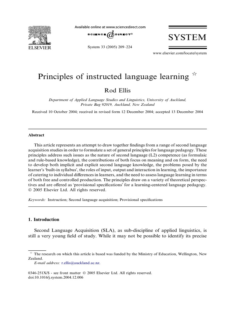 Principles of Instructed Language Learning | PDF | Second Language ...