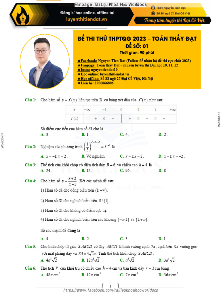 01. Đề thi thử THPTQG 2023 - Trường Lý Thái Tổ, Bắc Ninh - lần 1 | PDF
