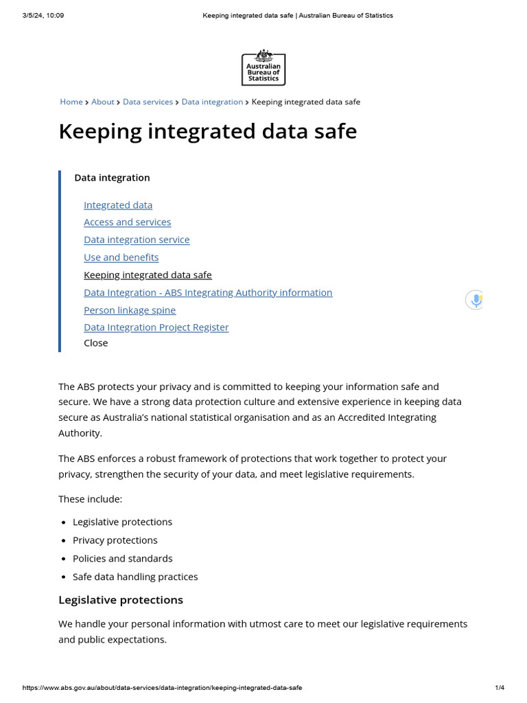 Keeping Integrated Data Safe - Australian Bureau of Statistics | PDF ...