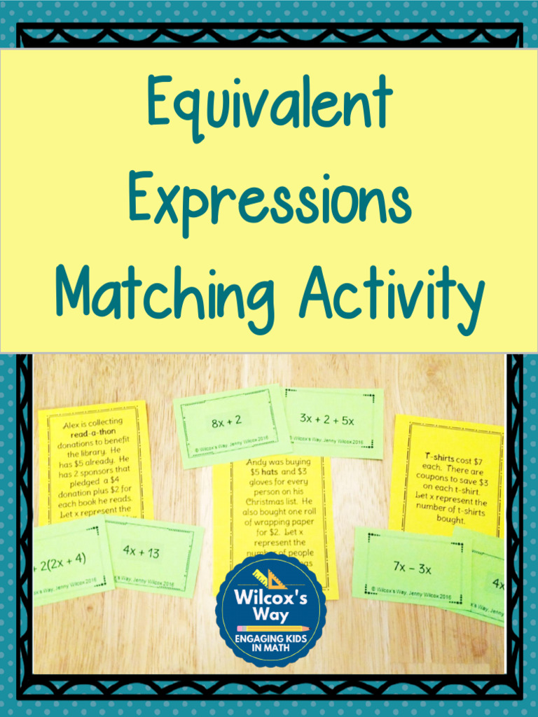 Equivalent Expressions Matching Activity | Download Free PDF ...