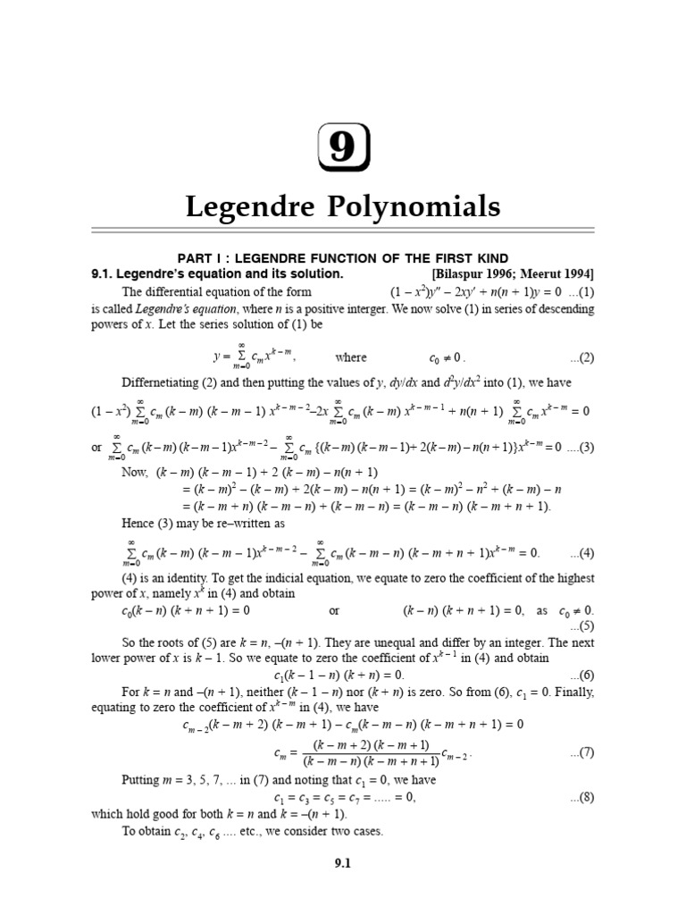 Legendre Polynomials | PDF | Applied Mathematics | Mathematical Relations