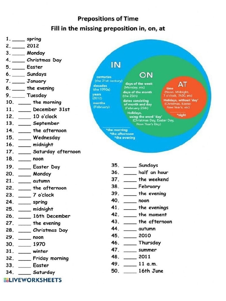 Prepositions of Time | PDF