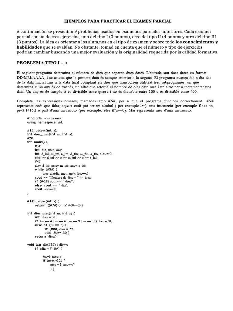 EJEMPLOS PARA PRACTICAR EL EXAMEN PARCIAL (1) | PDF | Ingeniería de software | Paradigmas de ...