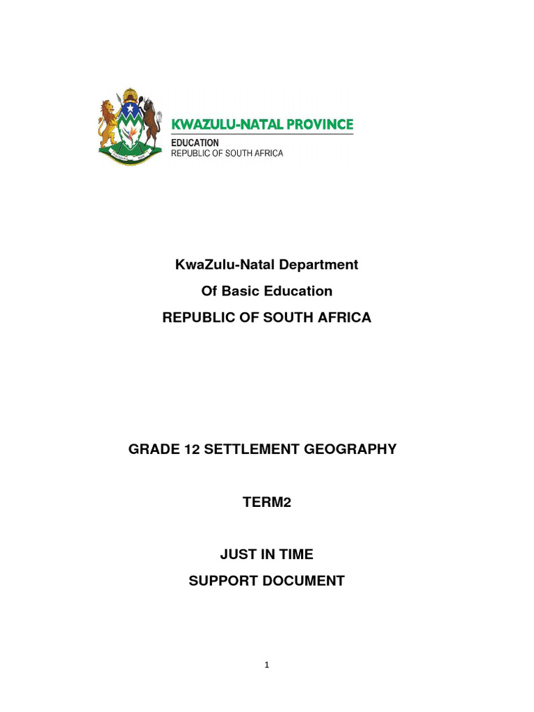 Grade 12 Term 2 Settlement Geography | PDF | Land Reform | Urbanization