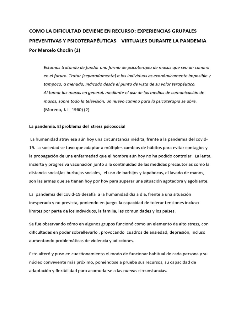 Como La Dificultad Deviene en Recurso - Experiencias Grupales ...
