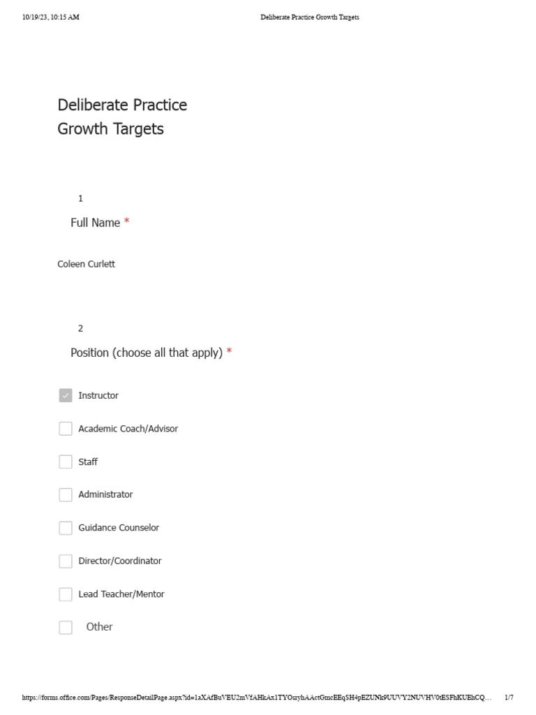 Deliberate Practice Growth Targets | PDF | Learning | Curriculum