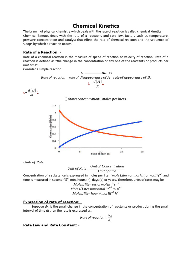 CH 9 Chemical Kinetics | PDF | Reaction Rate | Chemical Reactions