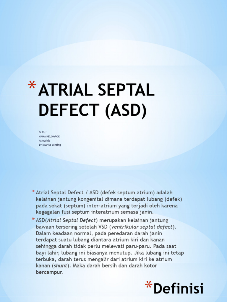 Atrial Septal Defect (Asd) | PDF