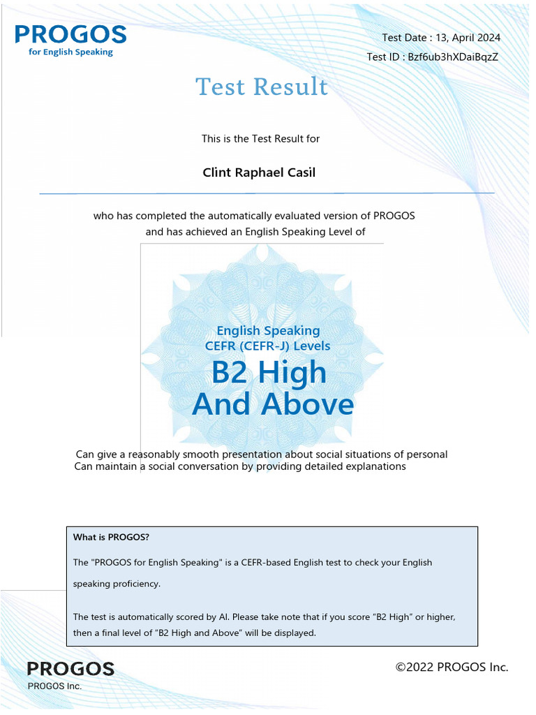 Progos Test Result 20240413 | PDF