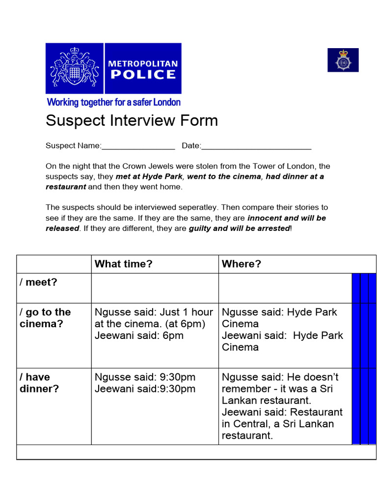 Police Interview Past Continuous | PDF