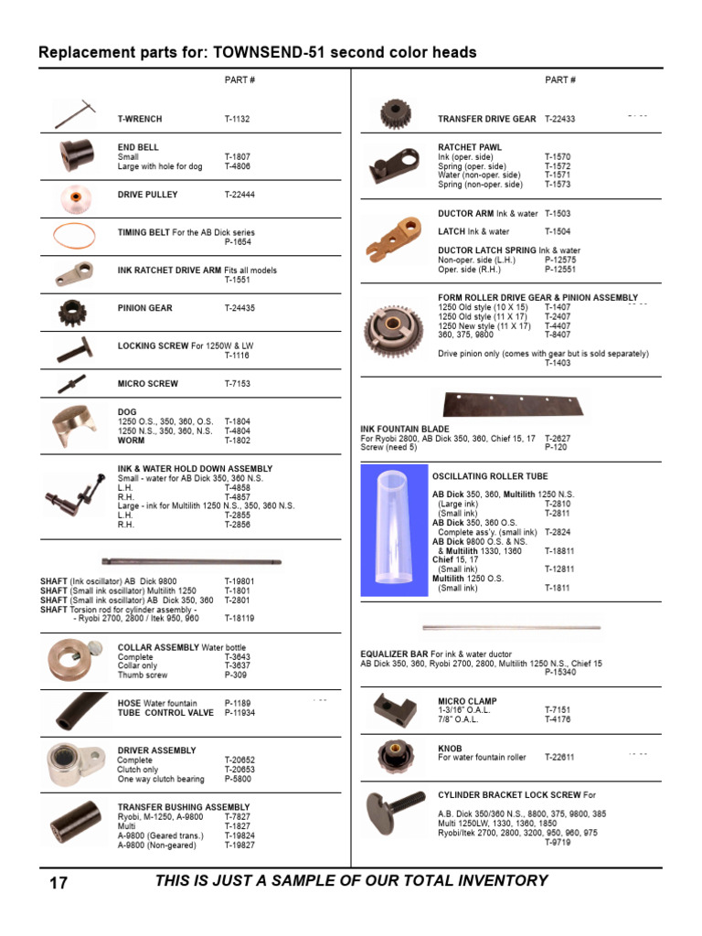Printing Press Replacement Parts | PDF | Mechanical Engineering ...