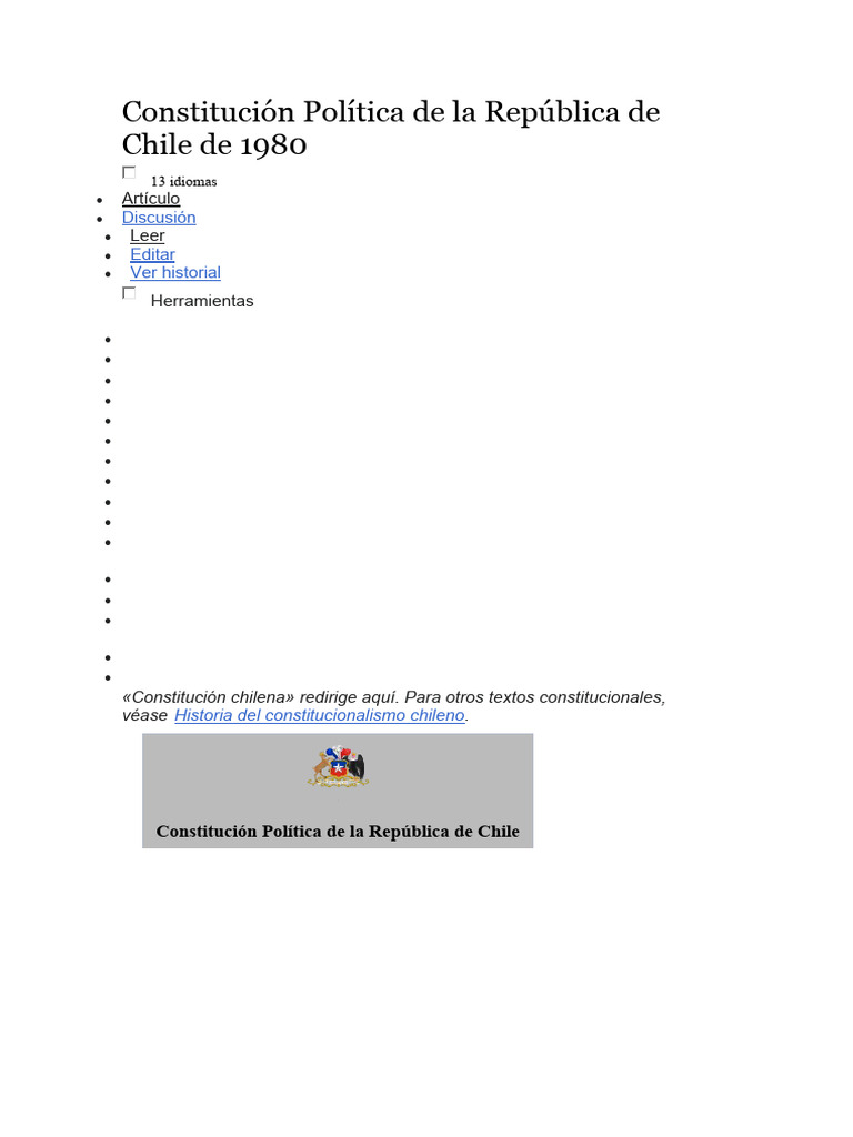 Constitución de Chile 1980: Historia y Reformas | PDF | Gobernancia ...