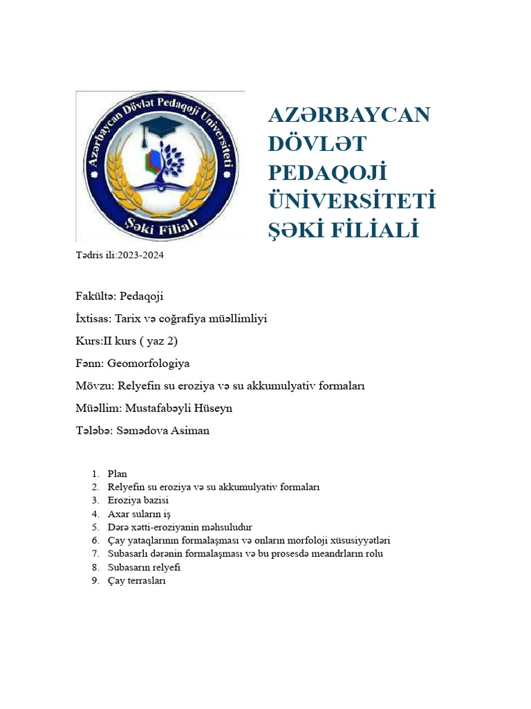 SƏNƏD (2) Geomorfologiya | PDF