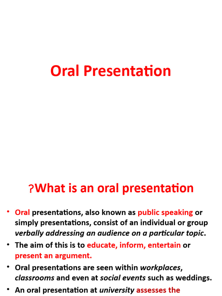 Oral Presentation | PDF | Public Speaking | Speech