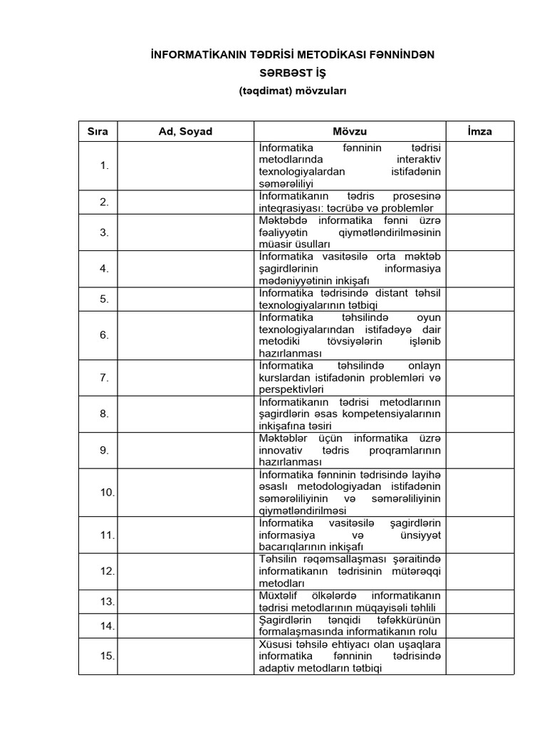 SƏRBƏST İŞ İTM (1) | PDF
