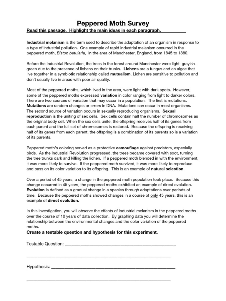 Peppered Moth Lab S23 | PDF | Evolutionary Biology | Biology