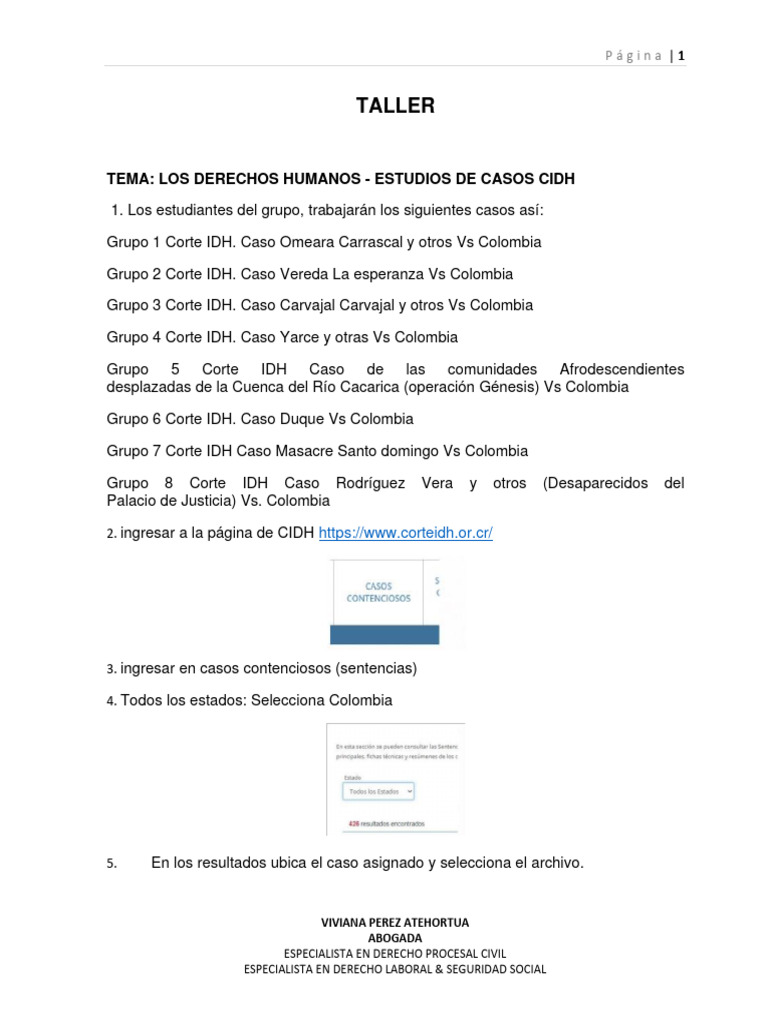 Taller Derechos Humanos (Estudios de Caso) | PDF | Derecho