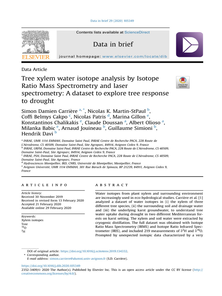 Data in Brief | PDF | Mass Spectrometry | Earth Sciences