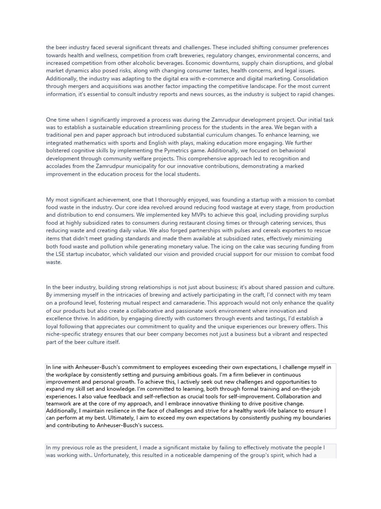 Beer Industry Challenges & Strategies | PDF | Sustainability ...