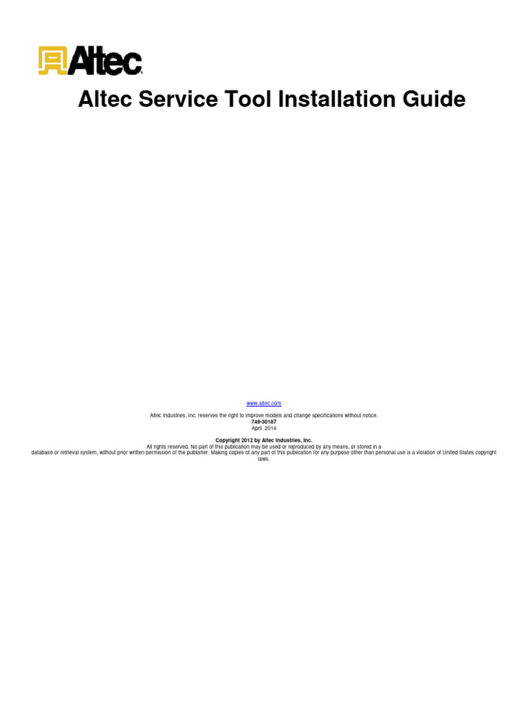 Altec Service Tool Manual | Download Free PDF | Installation (Computer ...