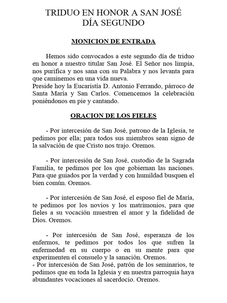 Triduo de San Jose 2024 Dias 2 y 3 | PDF | Intercesión | San José