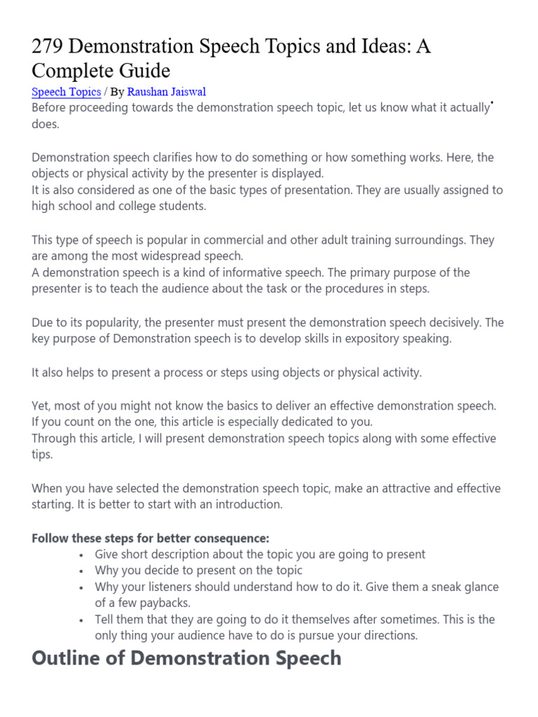 Demonstration Speech Assignment | PDF | Desserts | Knowledge