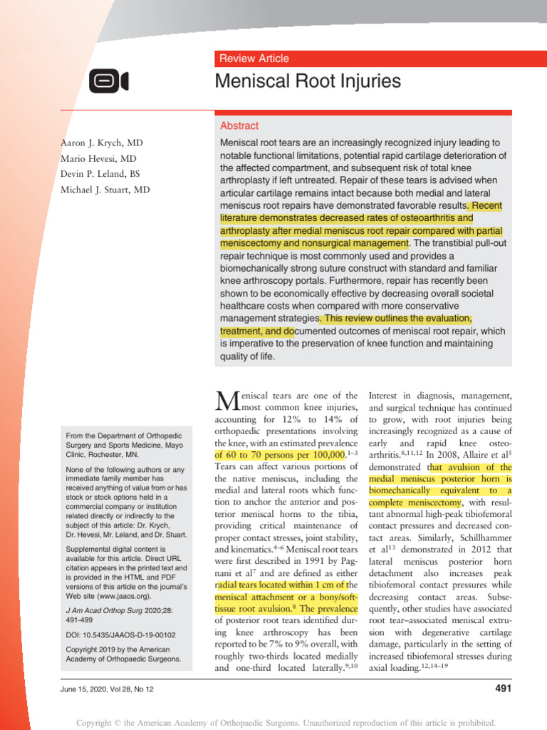 Meniscal_Root_Injuries.3 | PDF | Knee | Limbs (Anatomy)