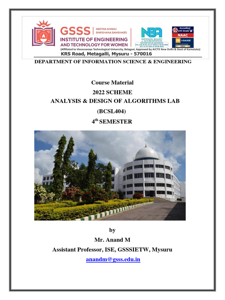 Ada Lab Manual - bcl404 | PDF | Engineering | Science