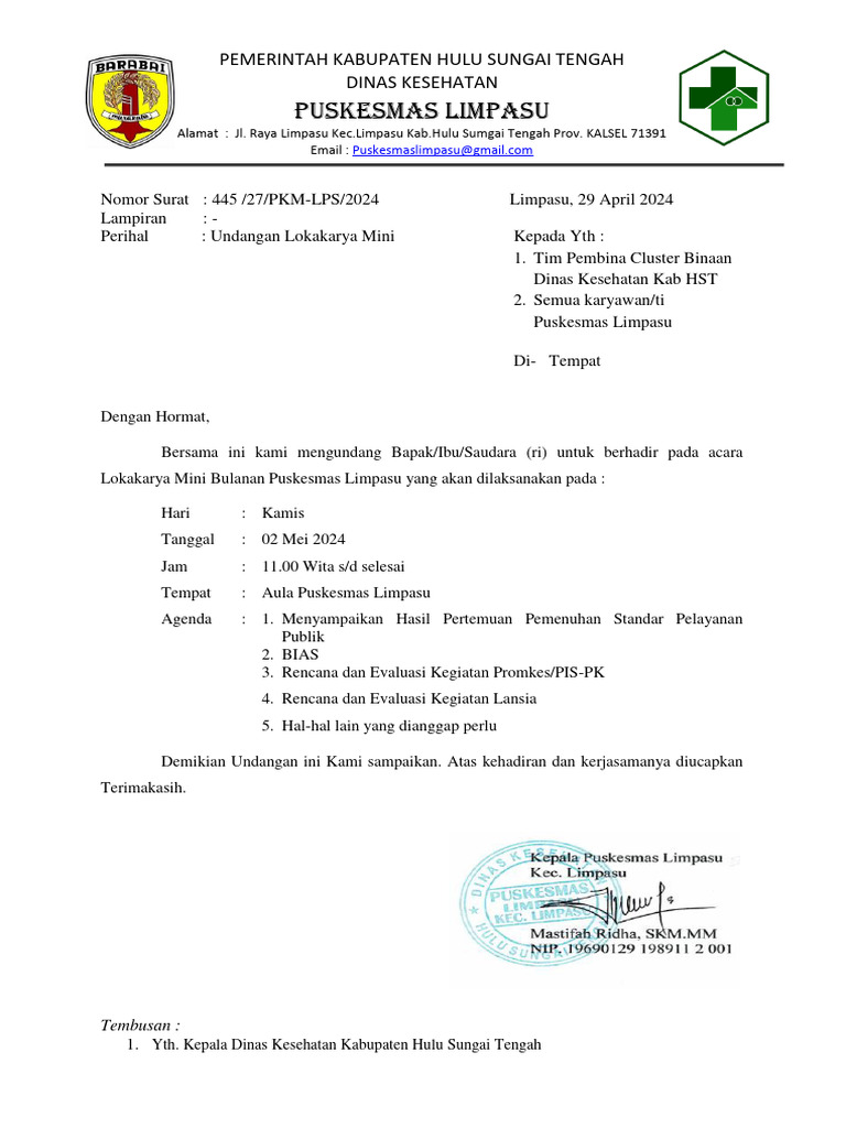 Undangan Lokmin PKM Limpasu Mei 2024 | PDF