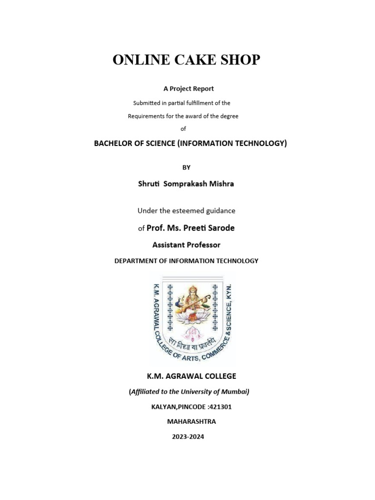 Online Cake Shop: Bachelor of Science (Information Technology) | PDF ...