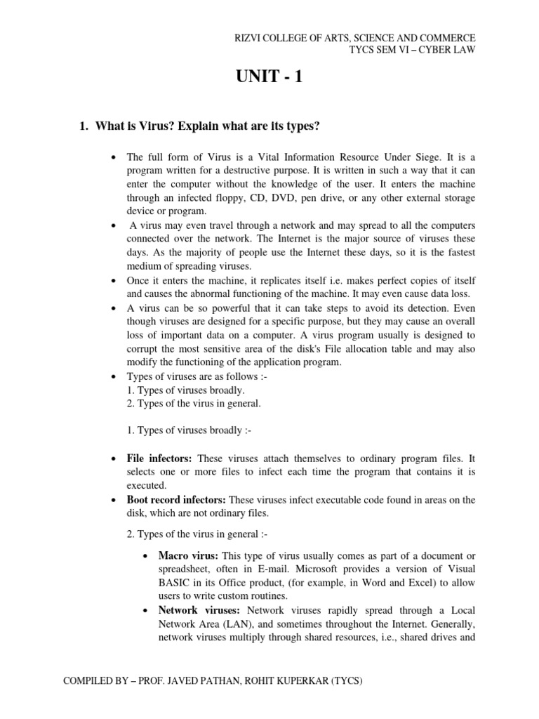 Cyber Law QB | PDF | Computer Virus | Computer Network