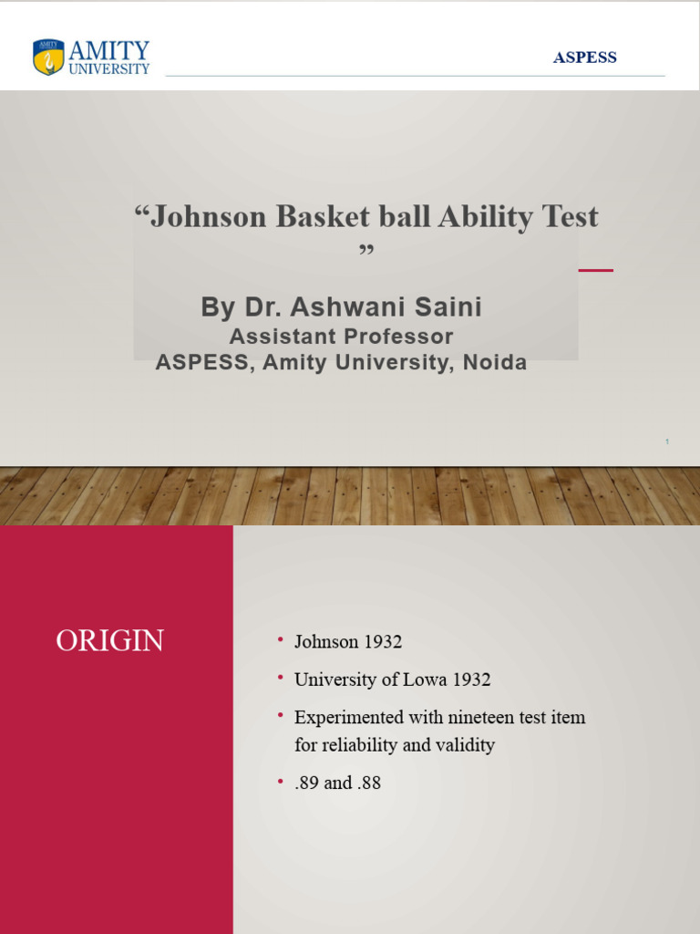 Johnson Basketball Ability Test Overview | PDF