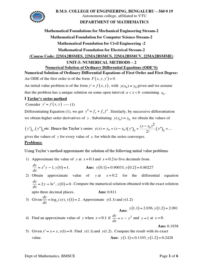 Unit 5 Qb-Numerical Methods-2 - II Sem 2022-23 | PDF | Ordinary ... Unit 5 Qb-Numerical Methods-2 - II Sem 2022-23 | PDF | Ordinary ...