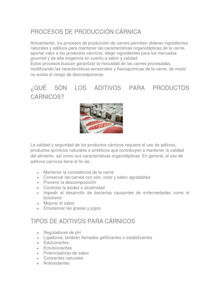 Tipos de Aditivos para Carnicos | PDF | Carne | Alimentos