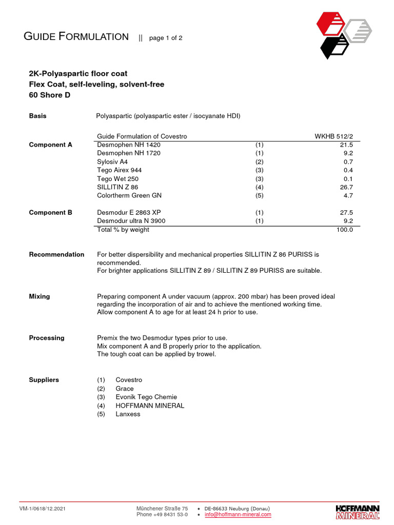 2K-Polyaspartic Floor Coat, Flex Coat, Self-Leveling, Solvent-Free, 60 ...