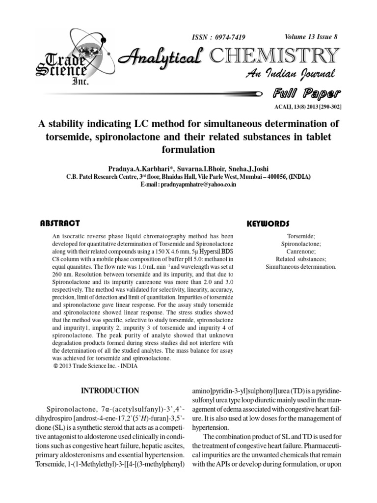 A Stability Indicating LC Method For Simultaneous Determination of ...