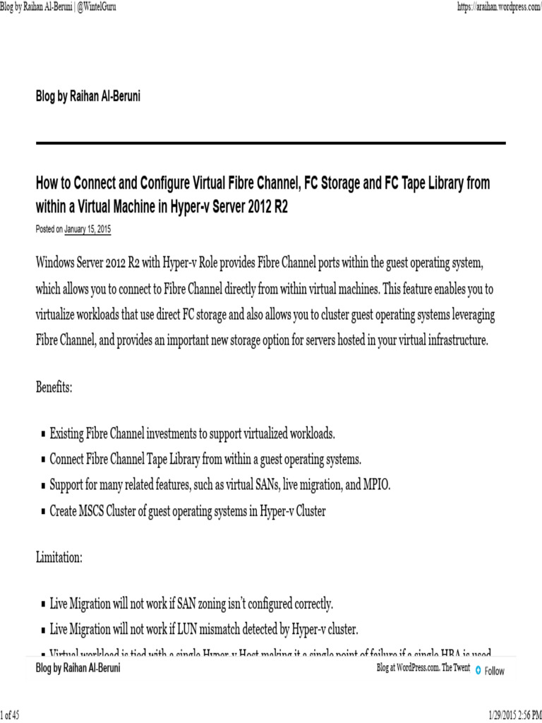 Configure Virtual Fibre Channel in Hyper-V | PDF | Hyper V | Computer ...