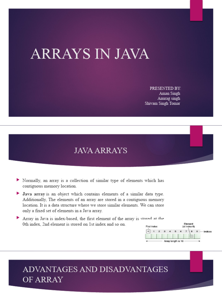 Arrays In Java 1 Read Only Pdf Data Type Java Programming