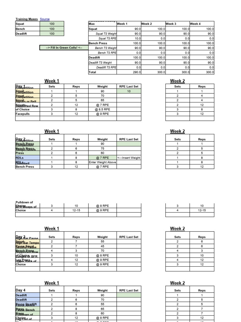 PRs - 15 Week Intermediate Powerlifting Program | PDF | Individual ...