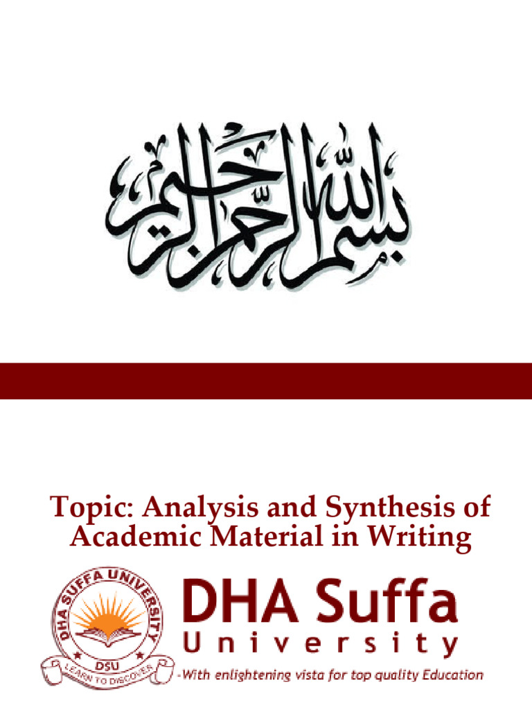 Analysis and Synthesis of Academic Material in Writing | PDF | Diet ...