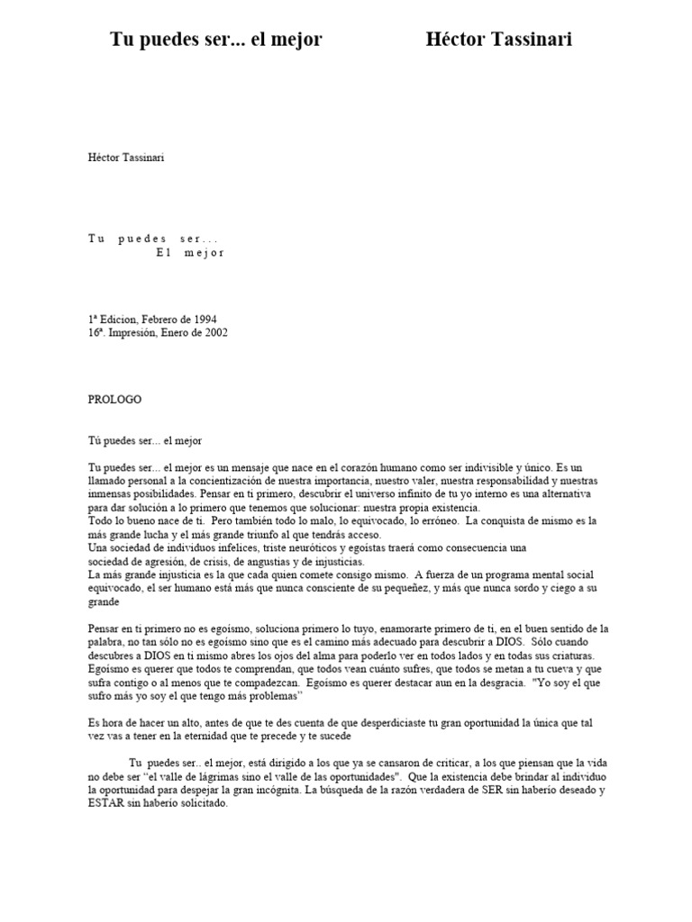 Tassinari Hector Tu Puedes Ser El Mejor | PDF | Amor | Felicidad