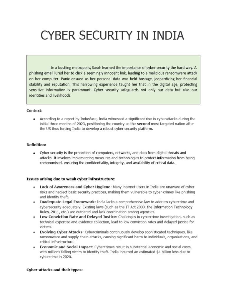 Cyber Security in India 2 | PDF | Security | Computer Security