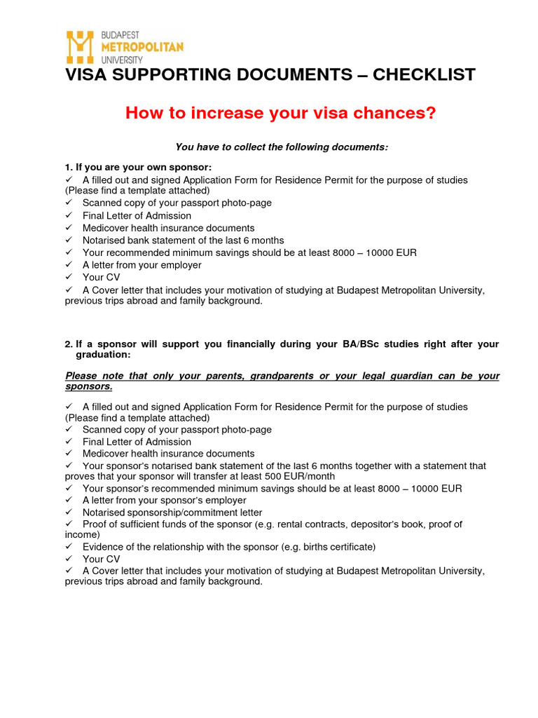 Visa Supporting Documents List | Download Free PDF | Travel Visa ...