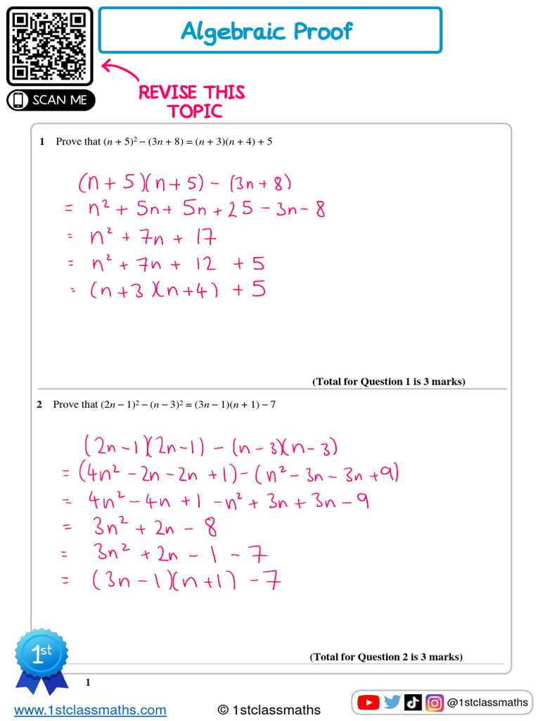 Algebraic Proofs for GCSE Maths | PDF | Integer | Mathematical Proof